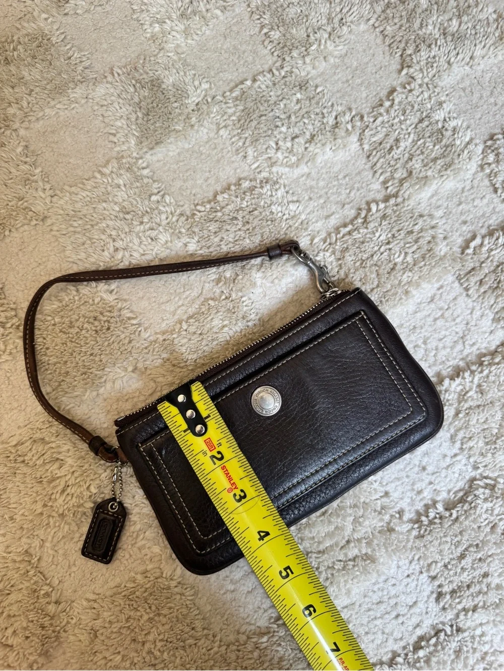 Coach | Bags | Coach Brown Pebbled Leather Wristlet | Poshmark